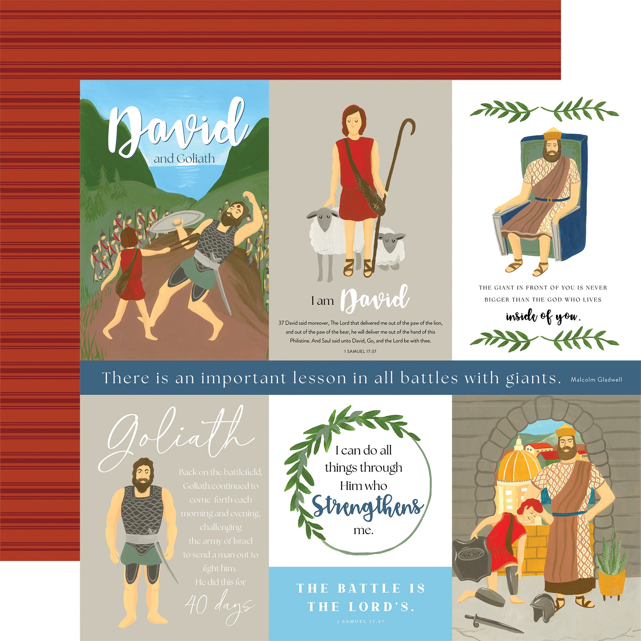 Bible Stories David and Goliath 2 - Papel Scrap Doble Cara 12x12 - Ech