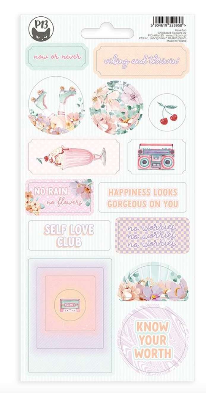 Chipboard Stickers 4x8" - Have Fun