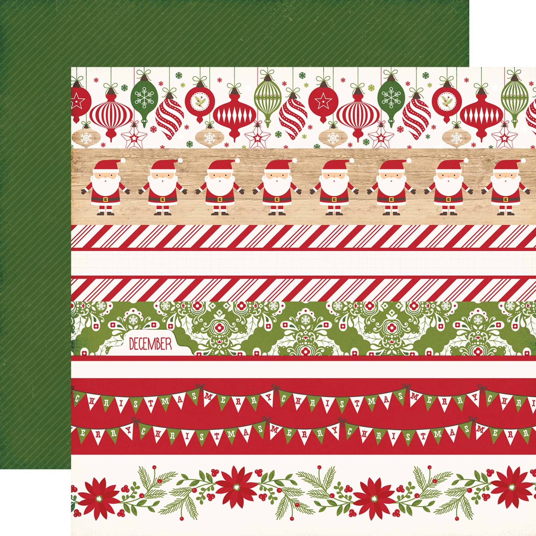 I Love Christmas: Border Strips - Papel Scrap 12x12 - Echo Park